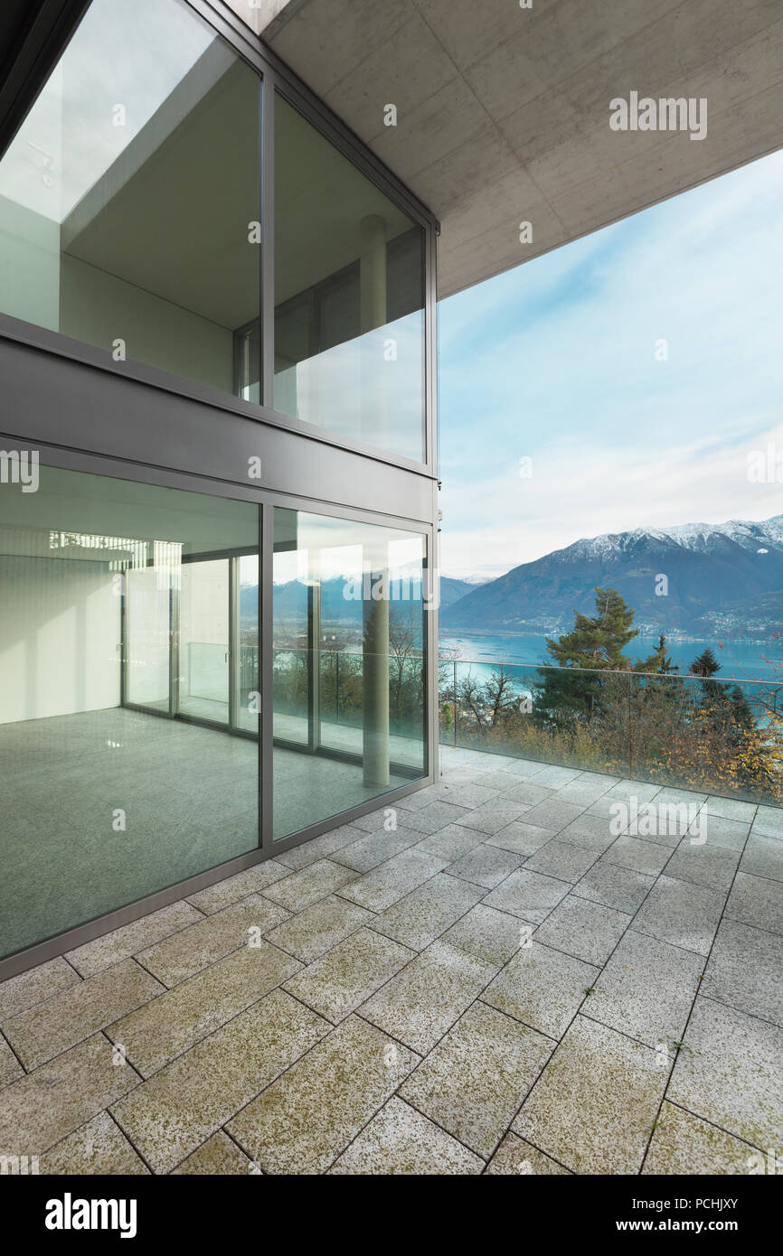 Modern architecture, luxury apartment, view from the terrace Stock ...