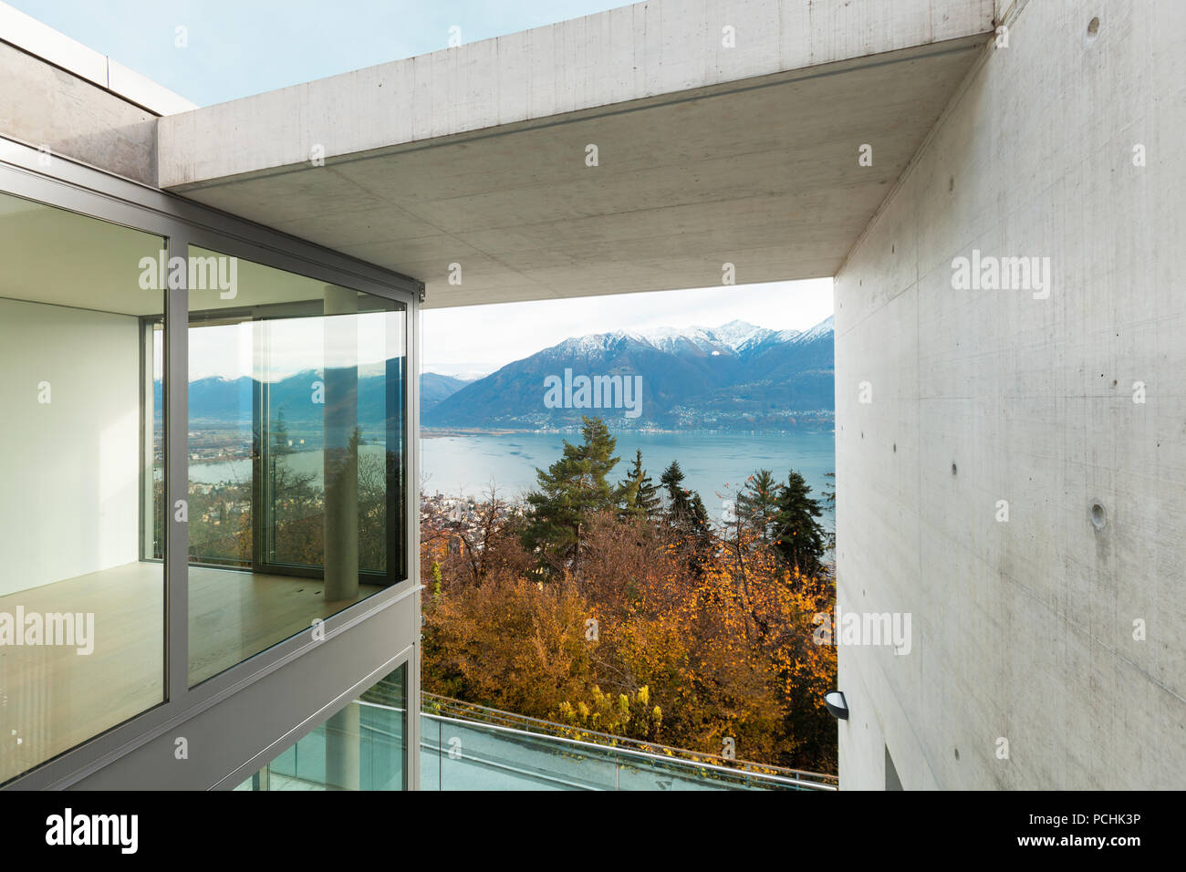 Modern architecture, luxury apartment, view from the terrace Stock ...