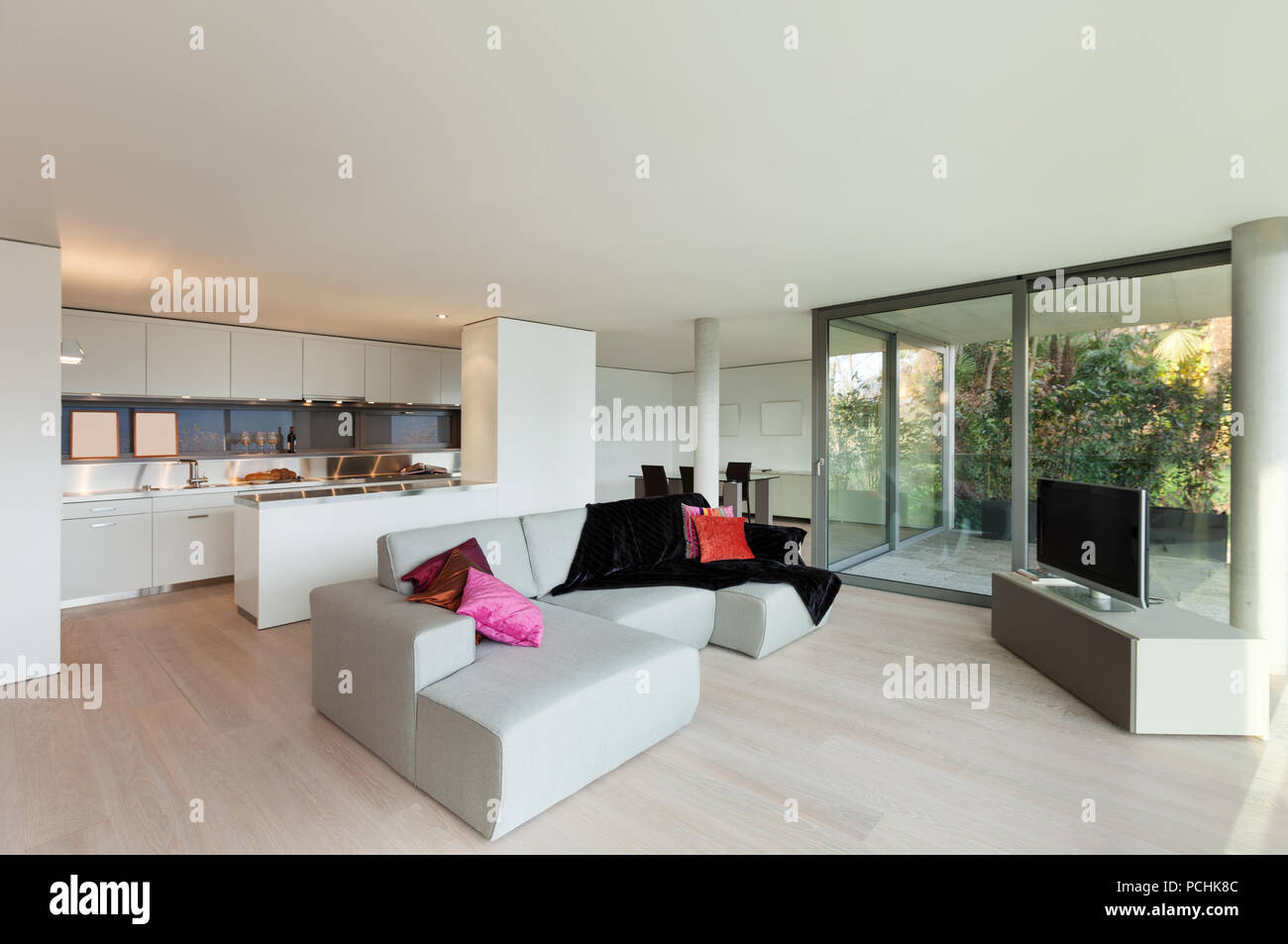 Modern architecture, nice apartment, living room view Stock Photo - Alamy