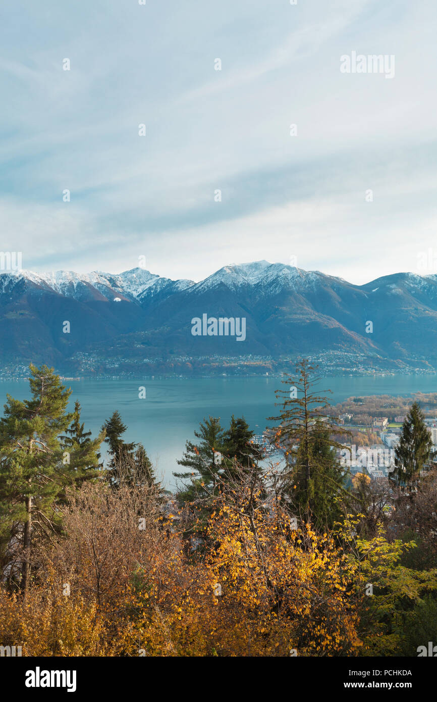 mountain landscape with lake, autumn Stock Photo - Alamy