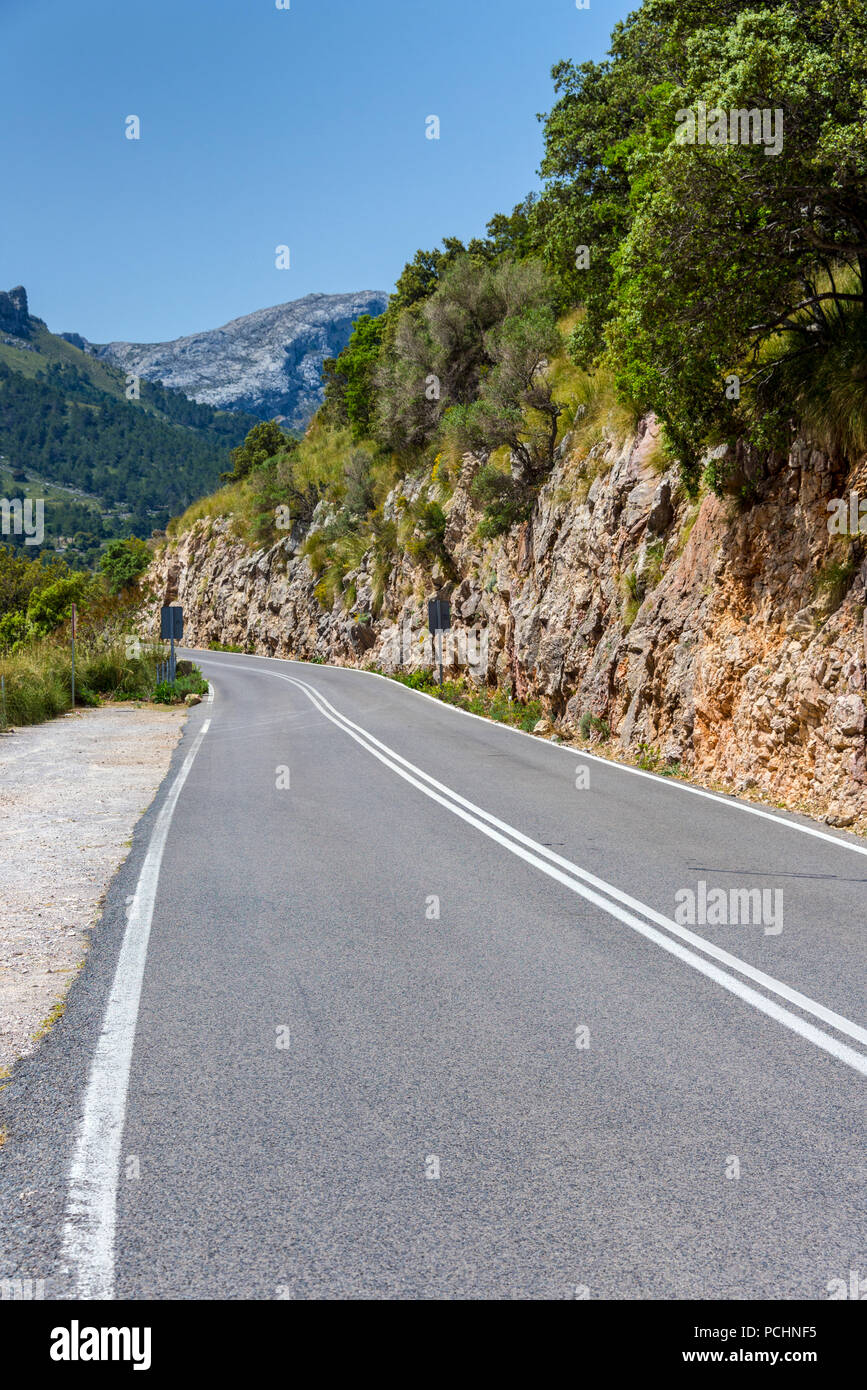 Road in Spain during summer holidays with hot weather as background ...