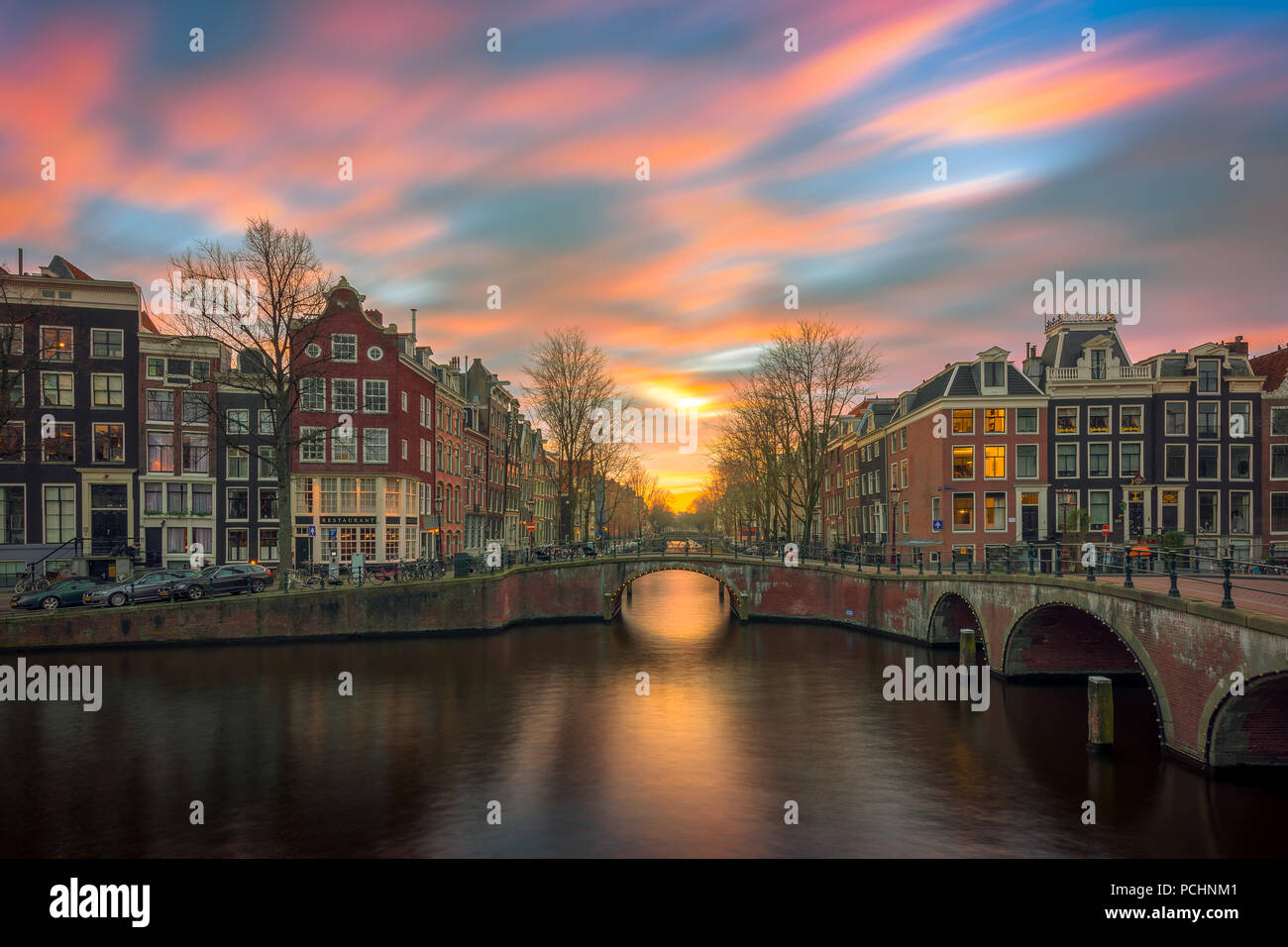 Sunset over Leidsegracht, Amsterdam Stock Photo - Alamy