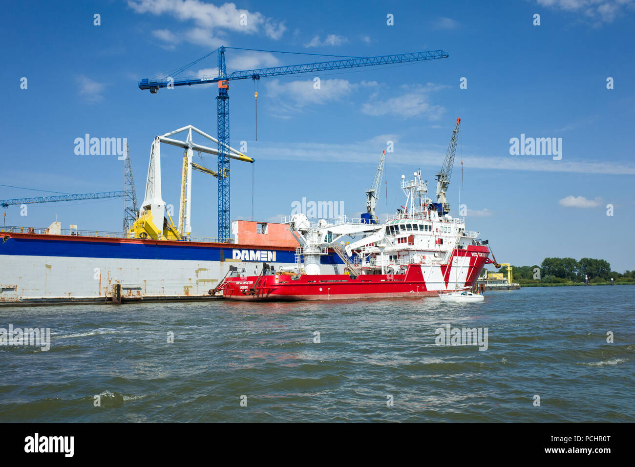 Work Boats Commercial Shipping North Sea Canal Amsterdam North Holland ...