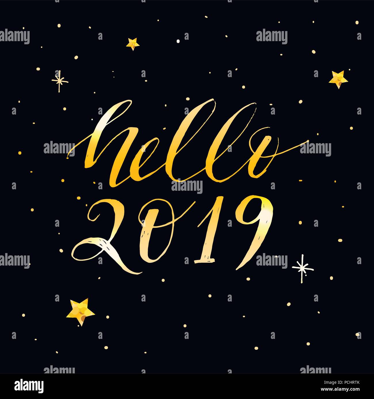 hello 2019 Vector Phrase Lettering Calligraphy Illustration Sticker ...