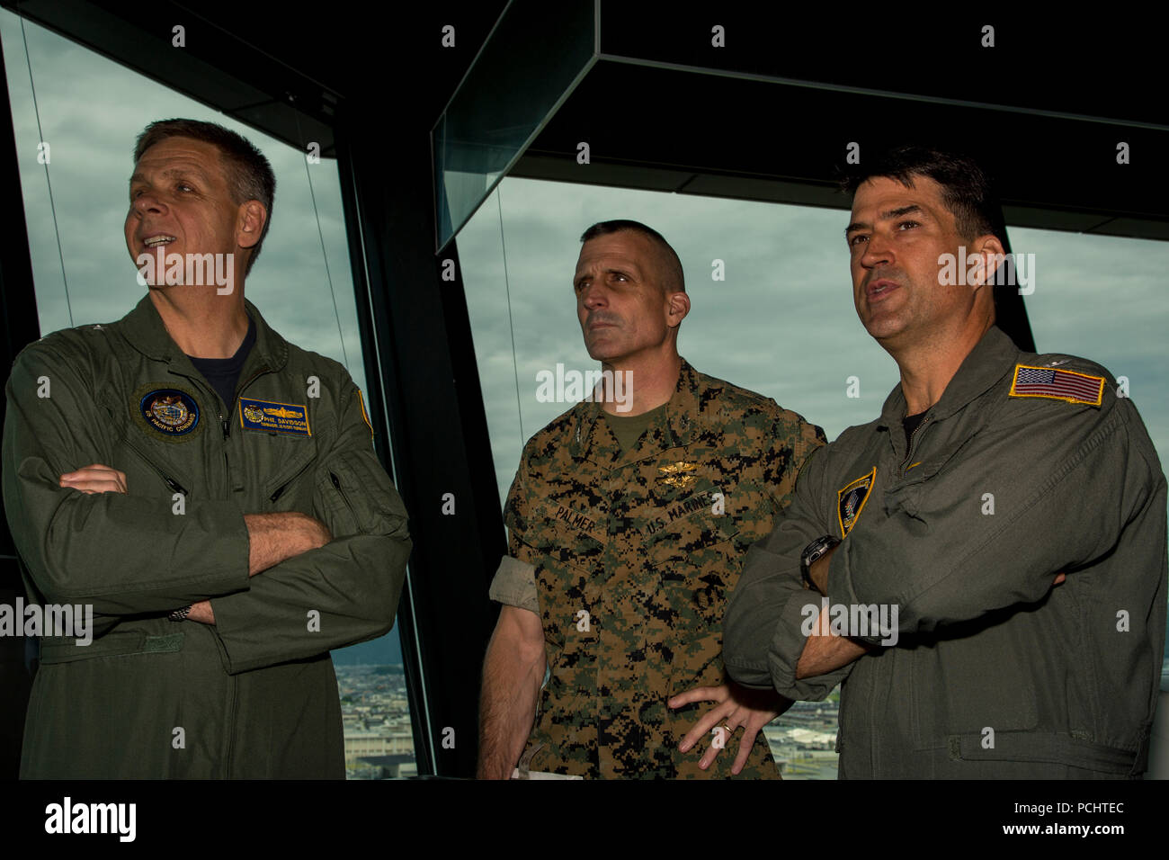U.S. Navy Adm. Philip S. Davidson, left, commander of U.S. Indo-Pacific ...
