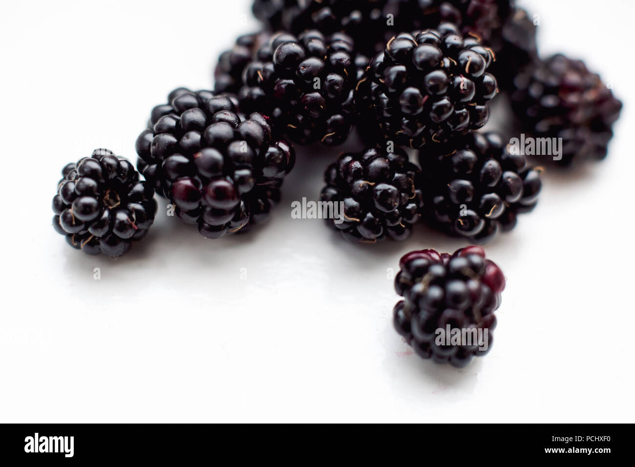 Lots of blackberries on a white background Stock Photo - Alamy