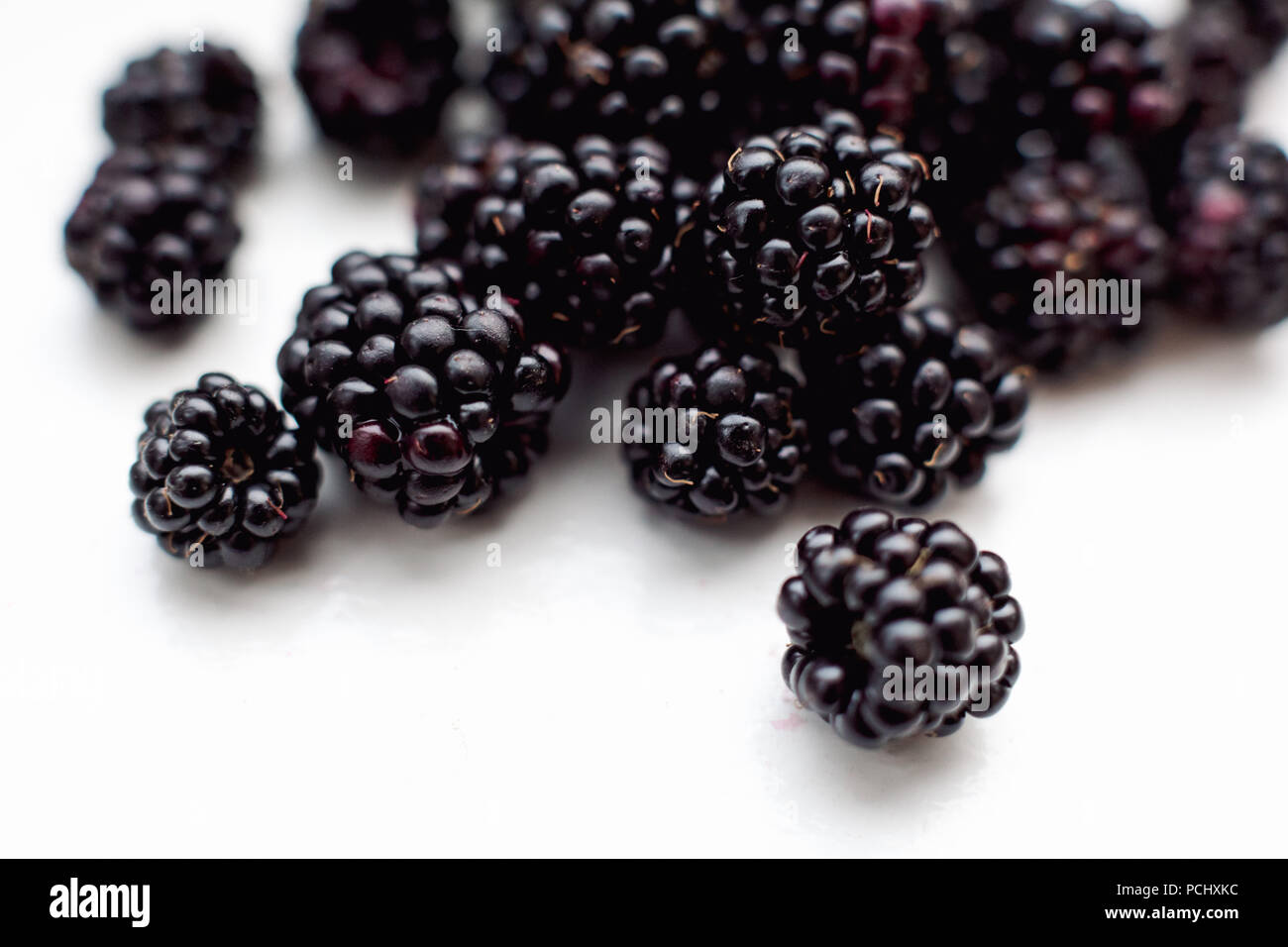 Lots of blackberries on a white background Stock Photo - Alamy
