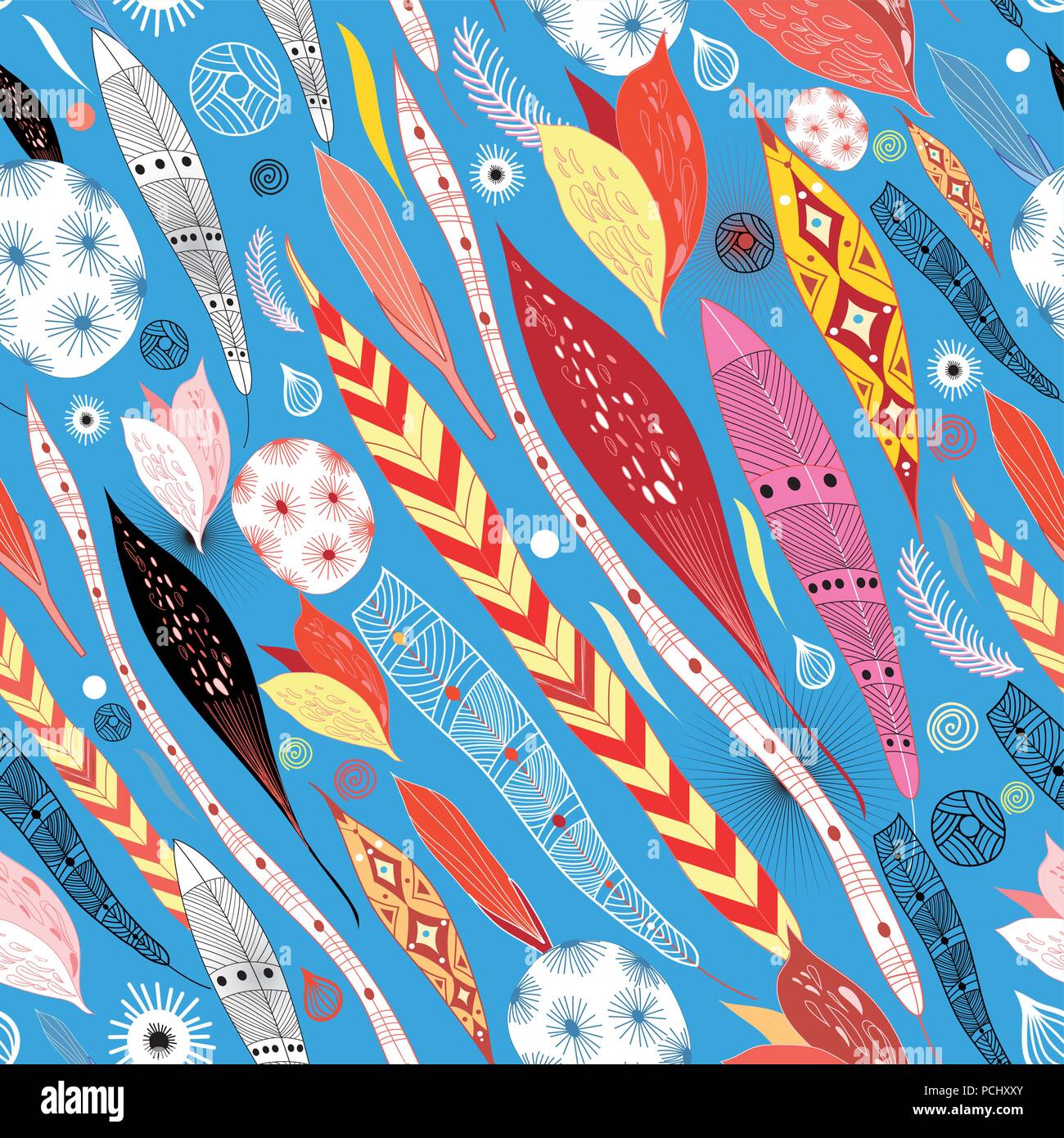 Seamless multi-colored autumn pattern of beautiful leaves on a light ...