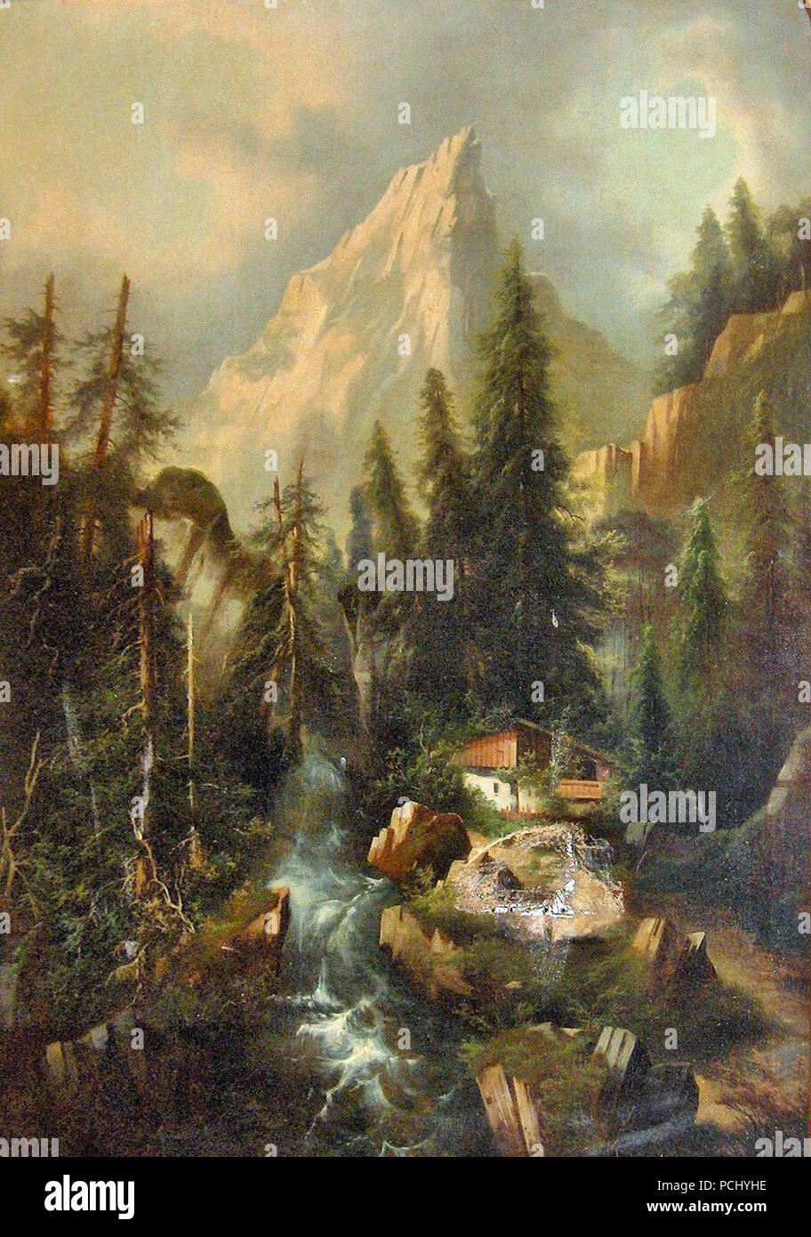 Albert Lang.Alpijns landschap Stock Photo - Alamy