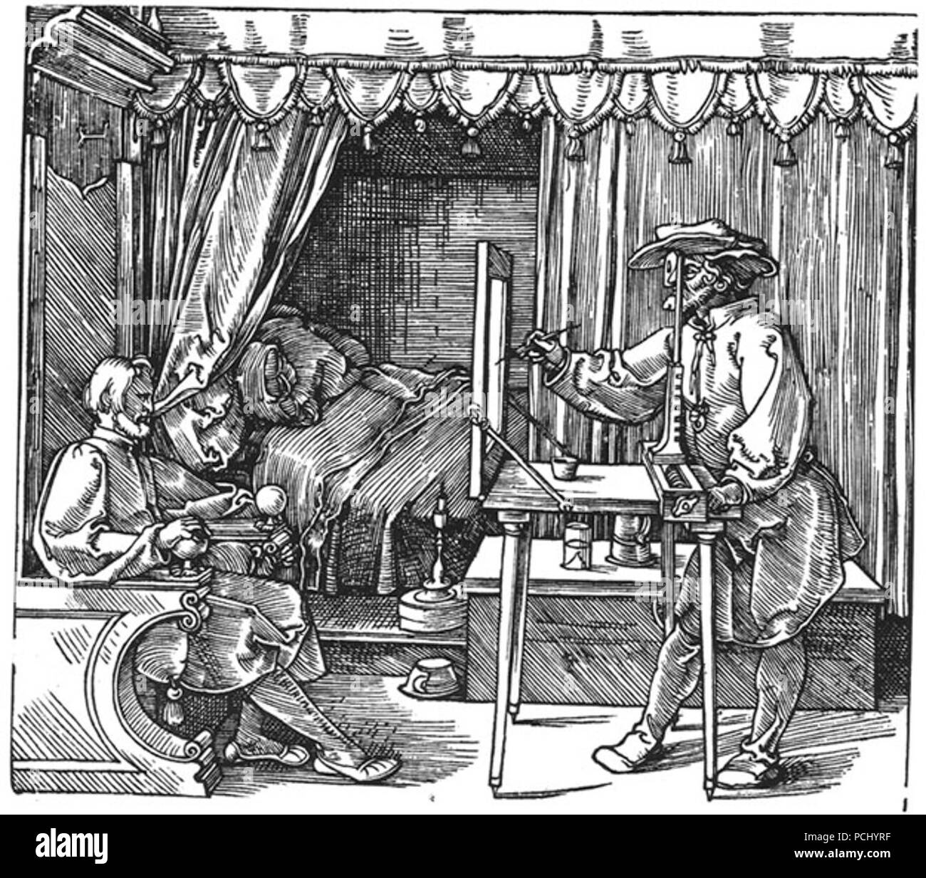 Albrecht Durer - An artist drawing a seated man (1525 Stock Photo - Alamy