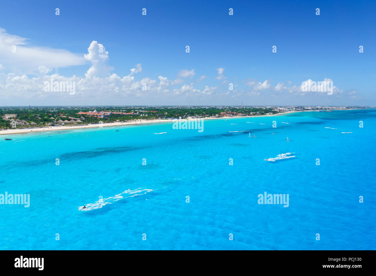 Cancun Mexico from birds eye view Cancun's beaches with hotels and ...
