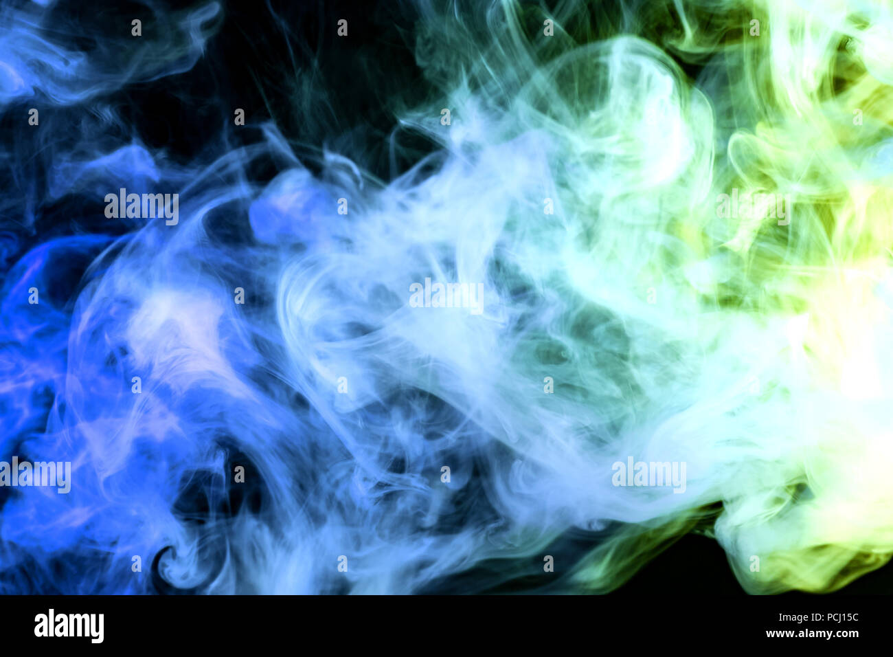 Cloud of blue, green smoke on a black isolated background. Background ...