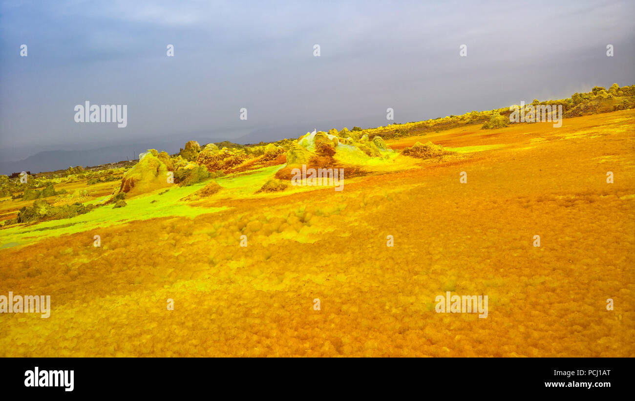 Panorama inside Dallol volcanic crater in Danakil depression, Afar ...