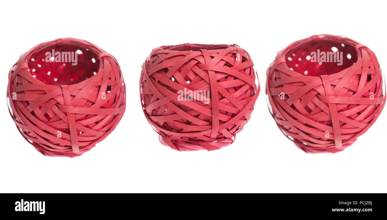 Three red baskets on white background isolated Stock Photo - Alamy