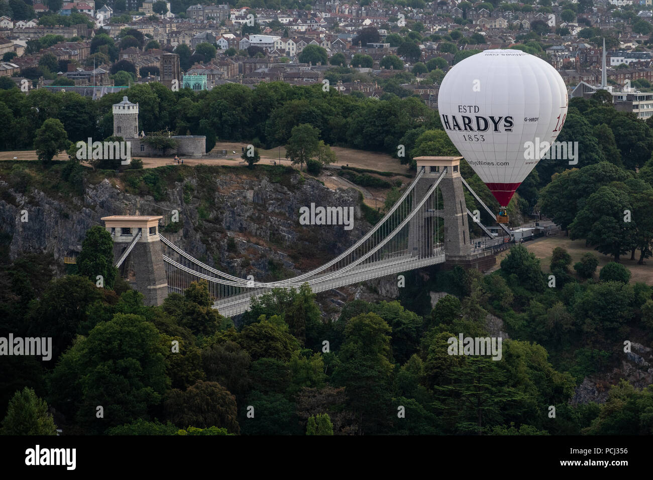 Hot air balloons above the Clifton Suspension Bridge during the press ...