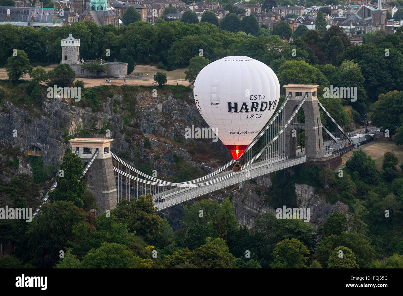 Hot air balloons above the Clifton Suspension Bridge during the press ...