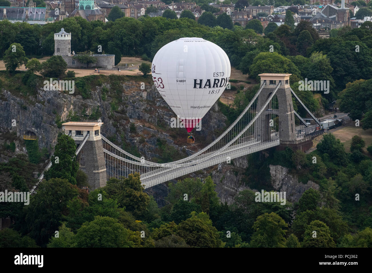 Hot air balloons above the Clifton Suspension Bridge during the press ...