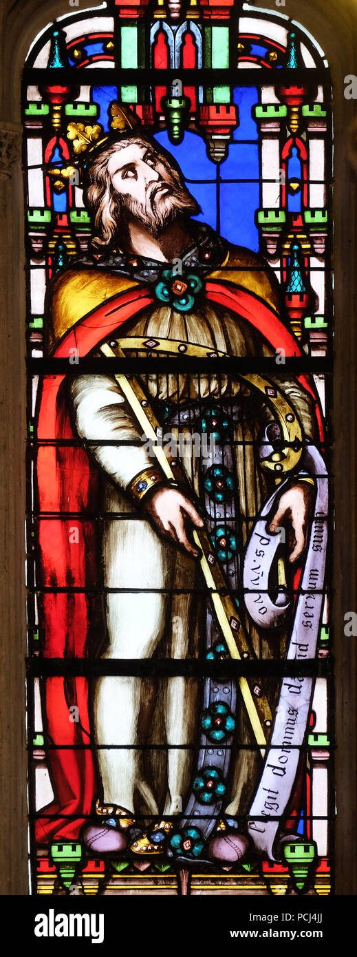 King David, stained glass window from Saint Germain-l'Auxerrois church ...