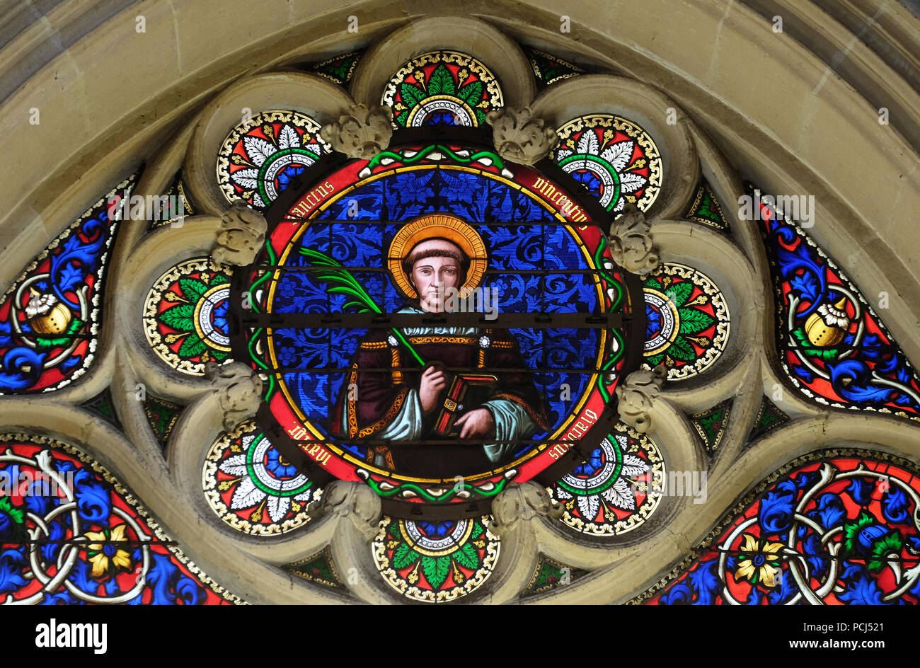 Saint Vincent of Saragossa, stained glass window from Saint Germain-l ...