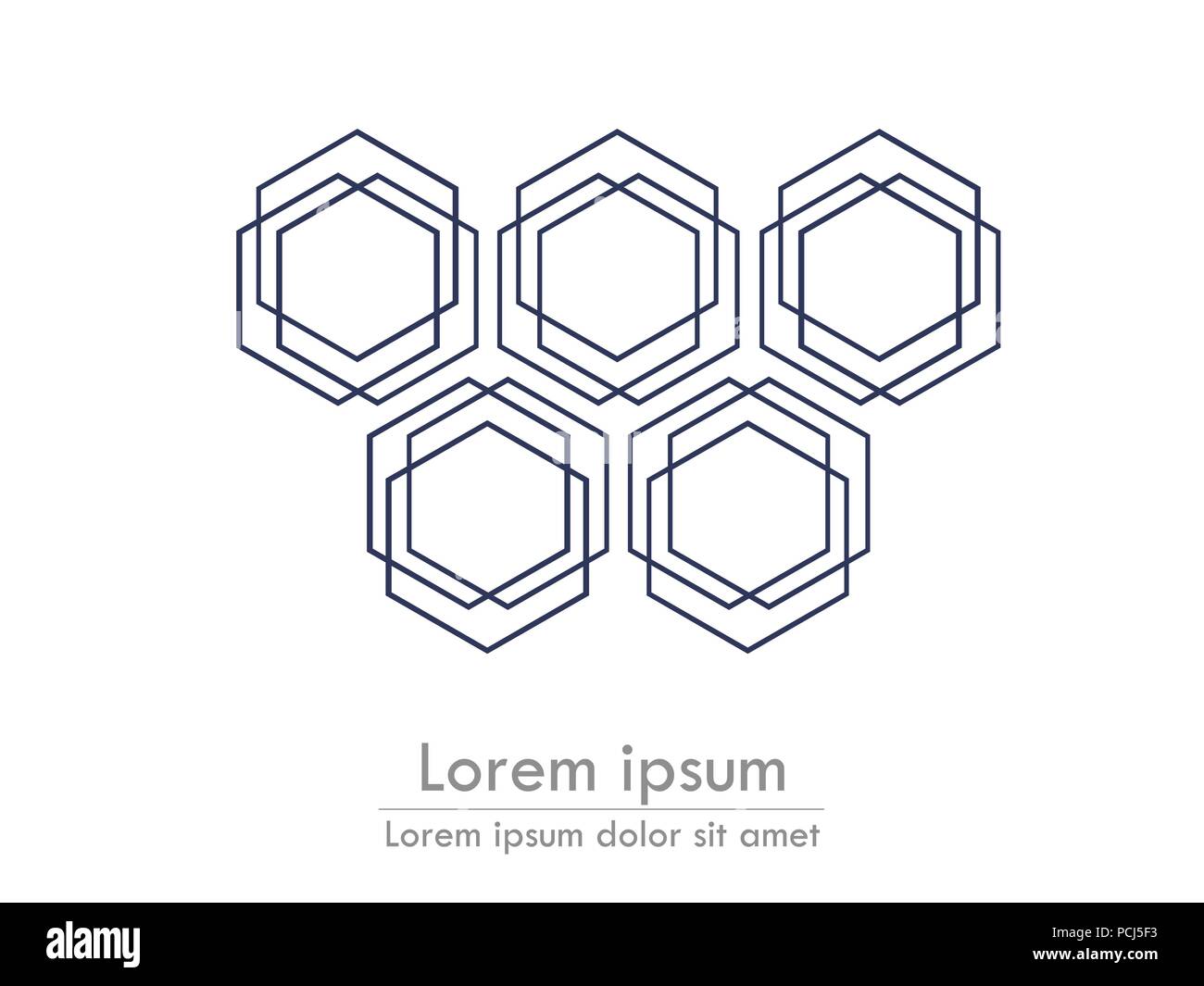 Hexagonal background line with text. Stylized card template. Vector EPS ...