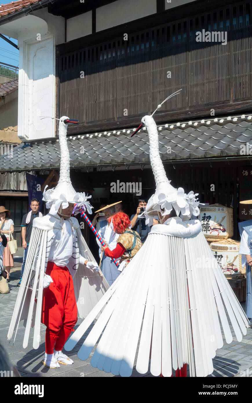 Japanese men performing Sagimai, Heron dance, tsuwano,,shimane, japan ...