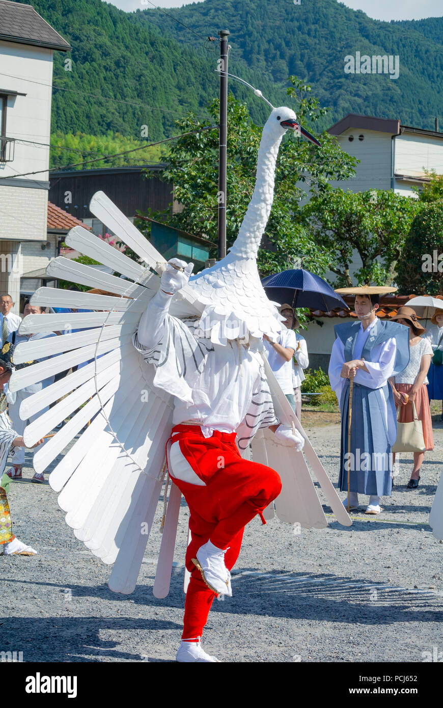 Japanese men performing Sagimai, Heron dance, tsuwano,,shimane, japan ...