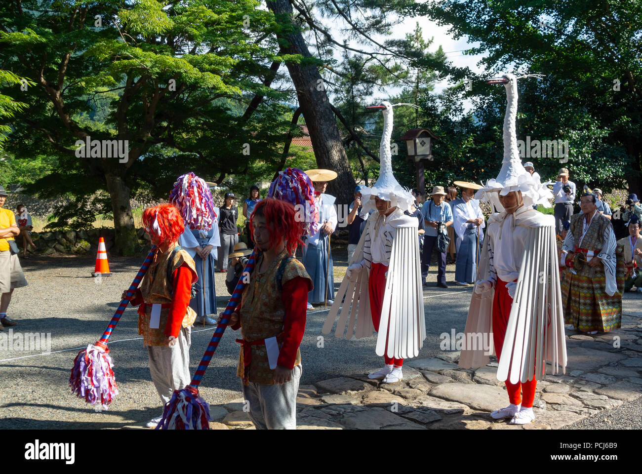 Japanese men performing Sagimai, Heron dance, tsuwano,,shimane, japan ...