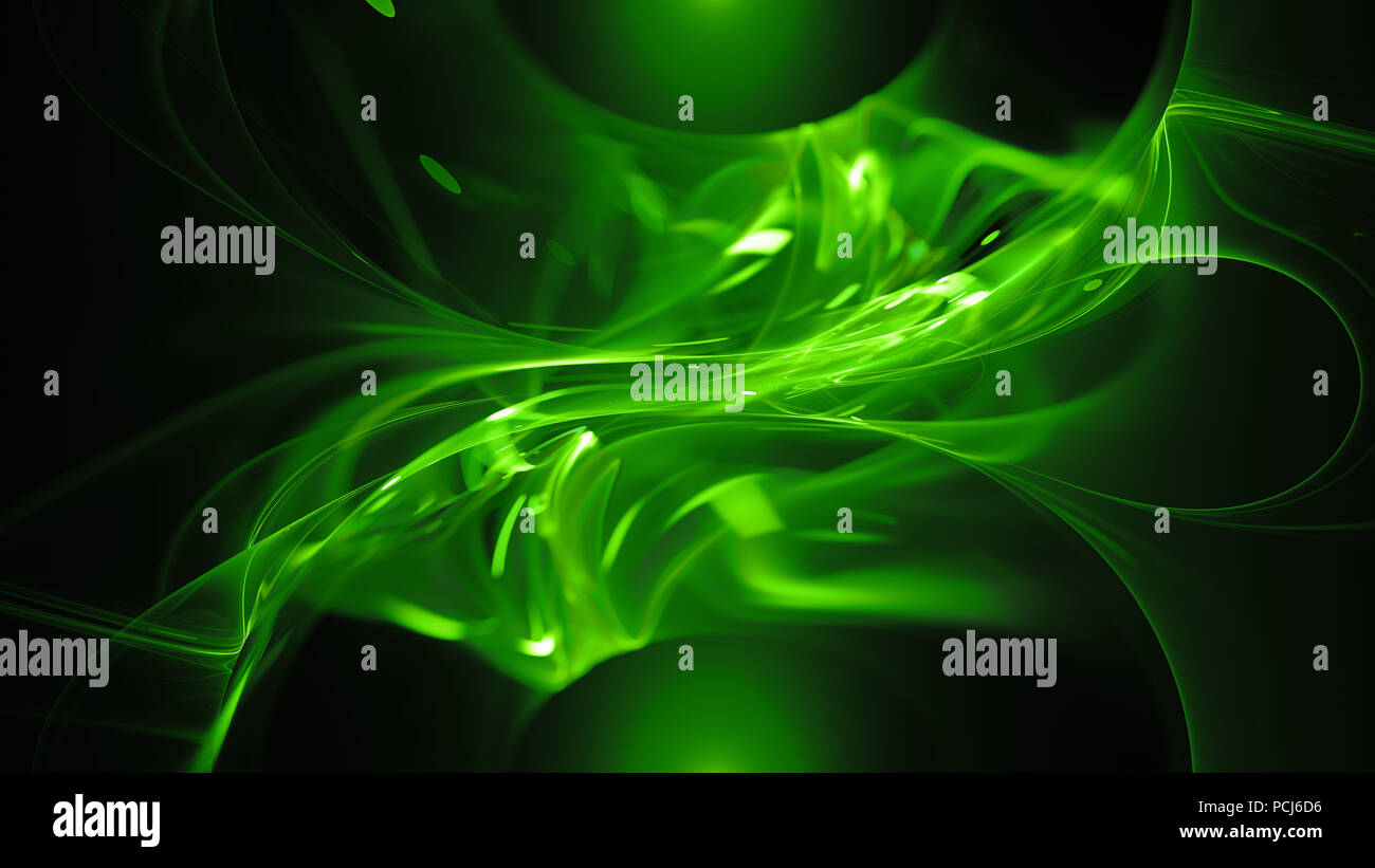 Green glowing energy flow, computer generated abstract background, 3D rendering Stock Photo - Alamy