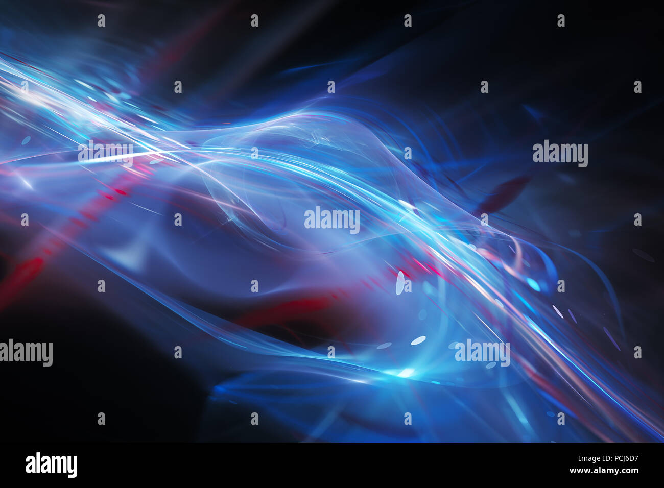 Blue futuristic glowing plasma flow, computer generated abstract ...