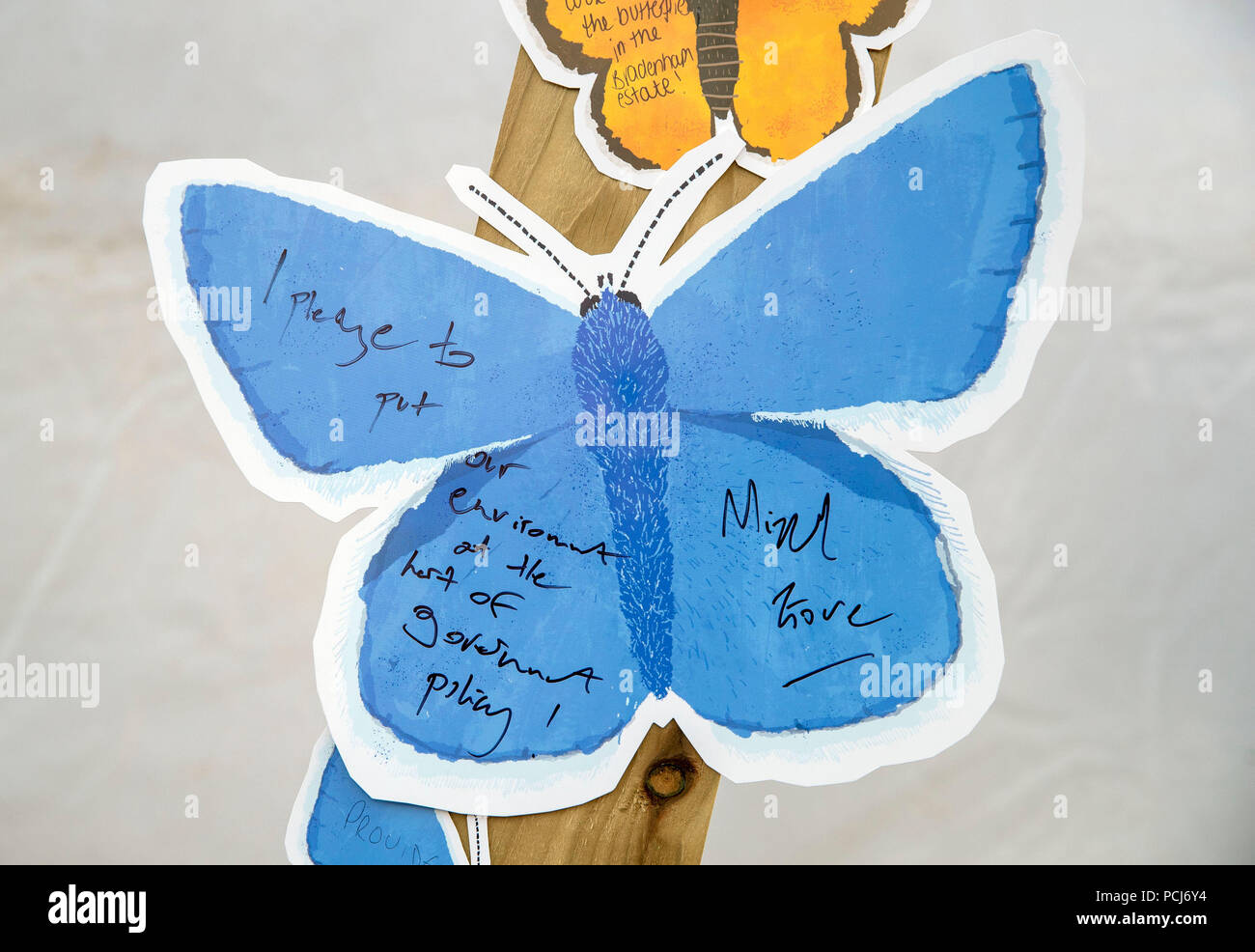 The pledge left by Environment Secretary on a pledge wall outside the ...