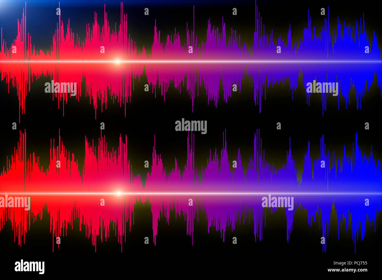 Colored sound waves oscillating on black background closeup Stock Photo ...