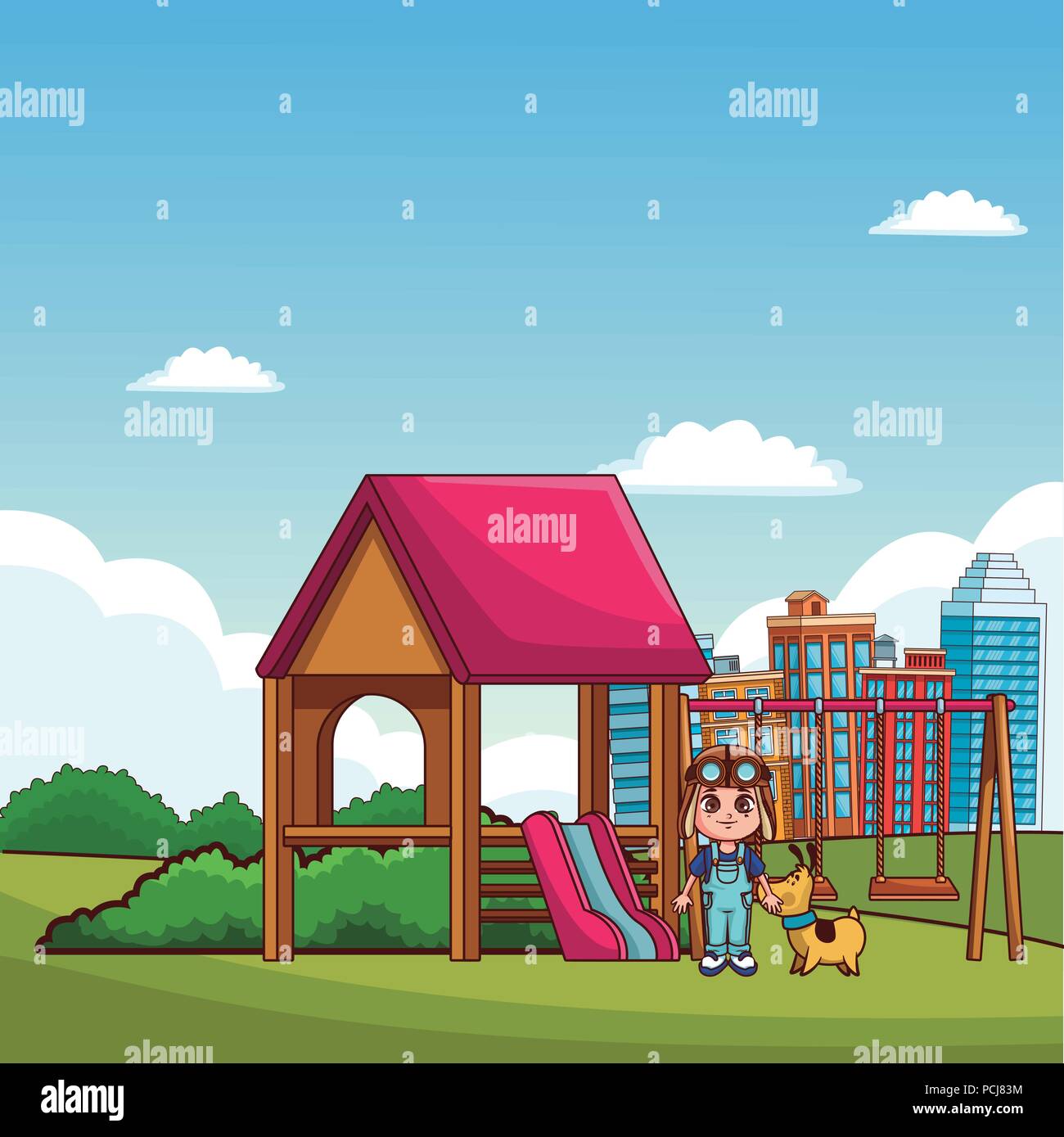 Kids playing at park cartoons Stock Vector Image & Art - Alamy