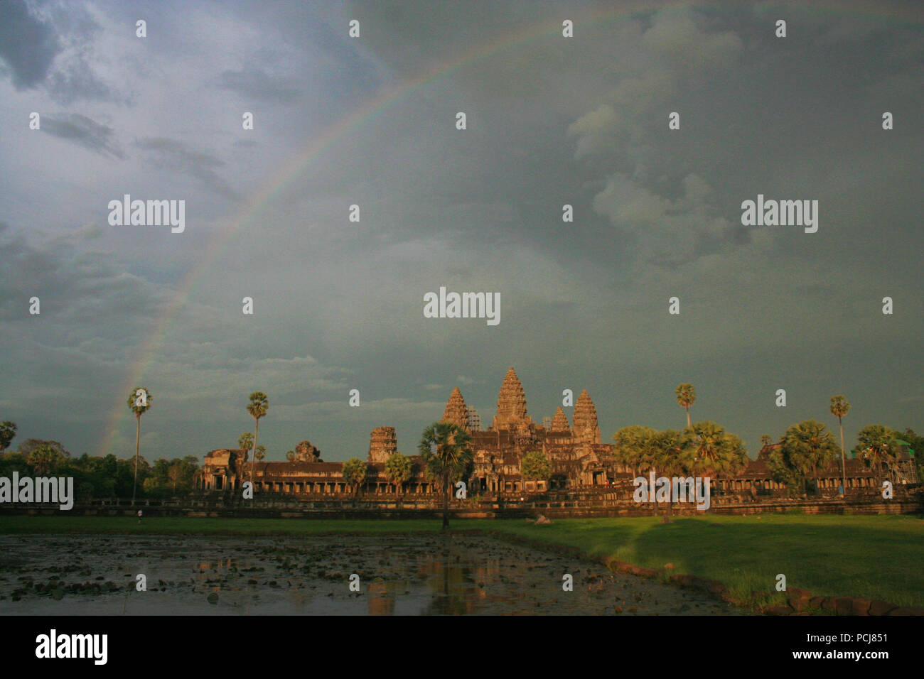Rainbow over Angkor Wat at Sunset Stock Photo - Alamy