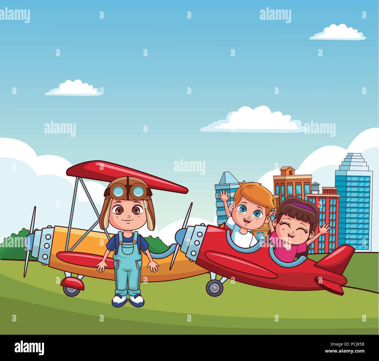 Cute kids flying cartoons Stock Vector Image & Art - Alamy