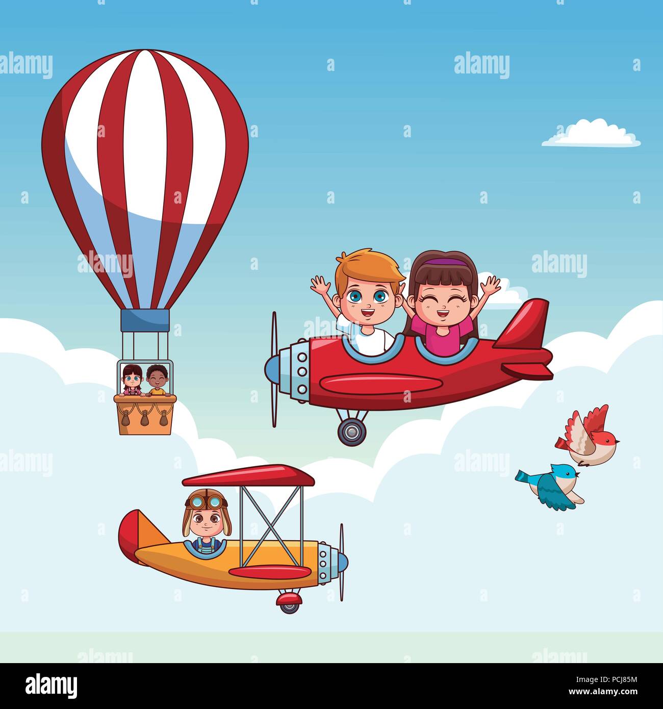 Cute kids flying cartoons Stock Vector Image & Art - Alamy