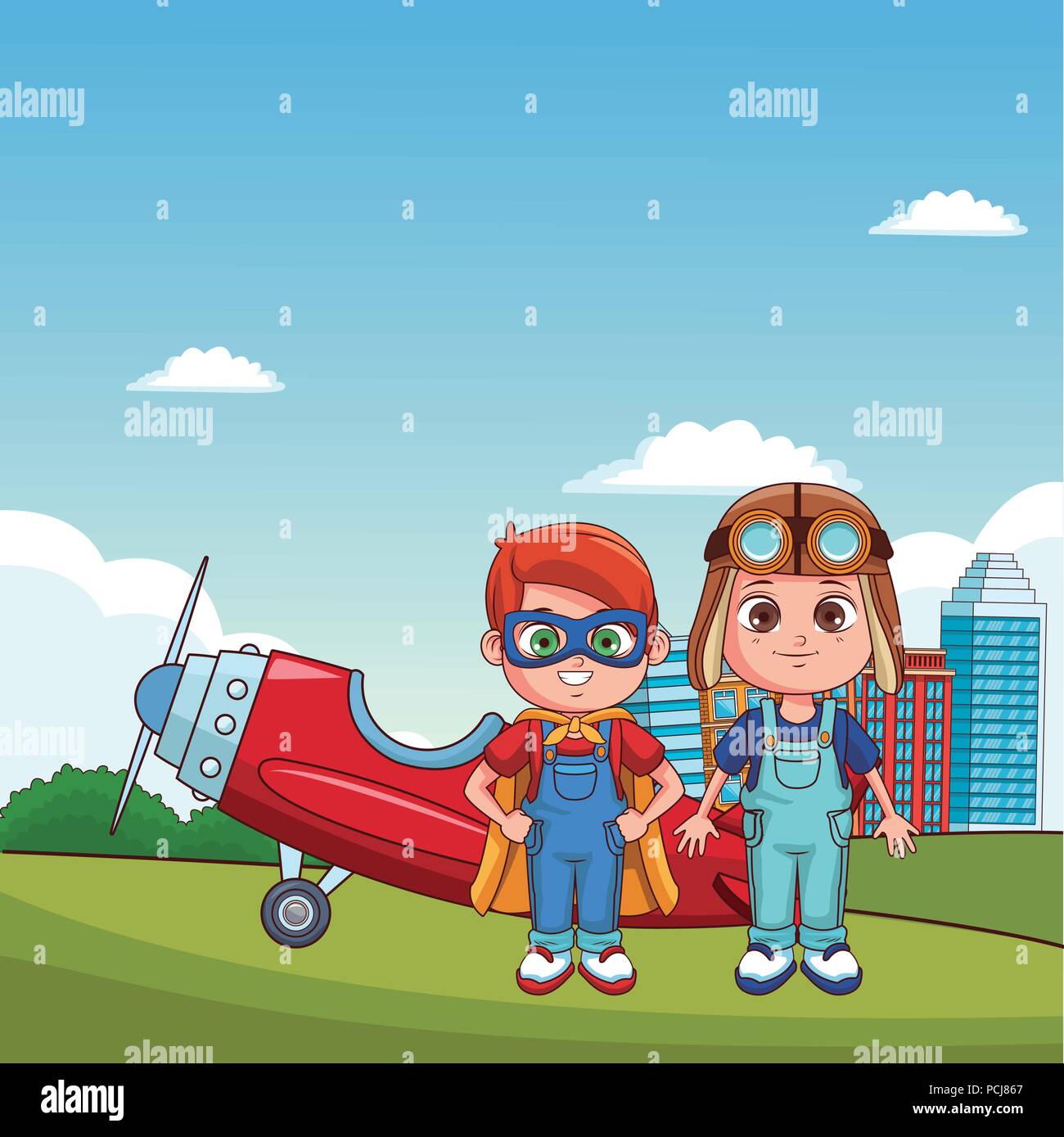 Cute kids flying cartoons Stock Vector Image & Art - Alamy