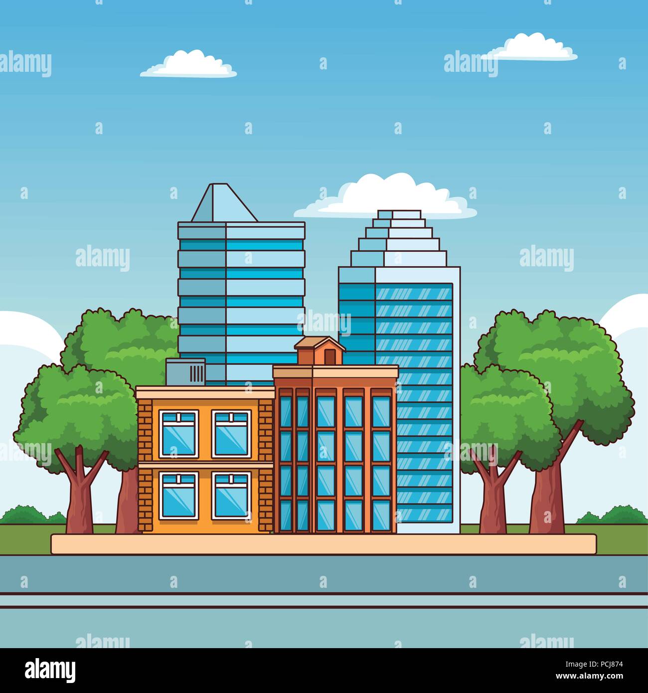 Beautiful town cartoon Stock Vector Image & Art - Alamy