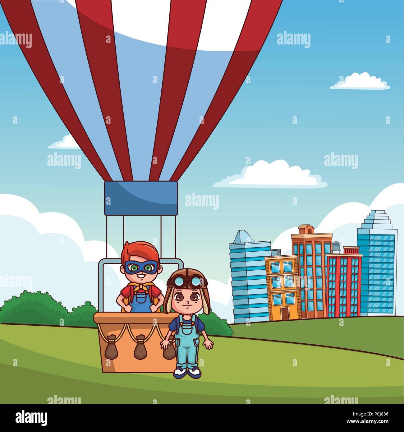 Cute kids flying cartoons Stock Vector Image & Art - Alamy