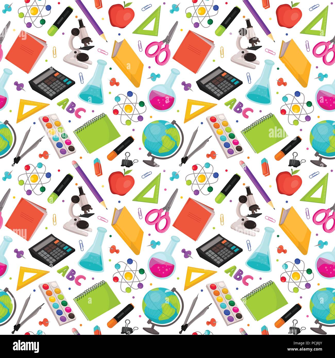 School doodle background. Vector seamless pattern from school elements ...
