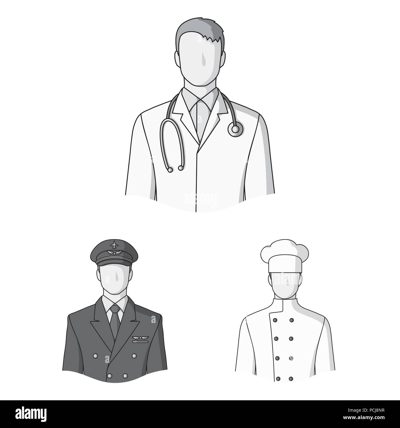 People of different professions monochrome icons in set collection for ...