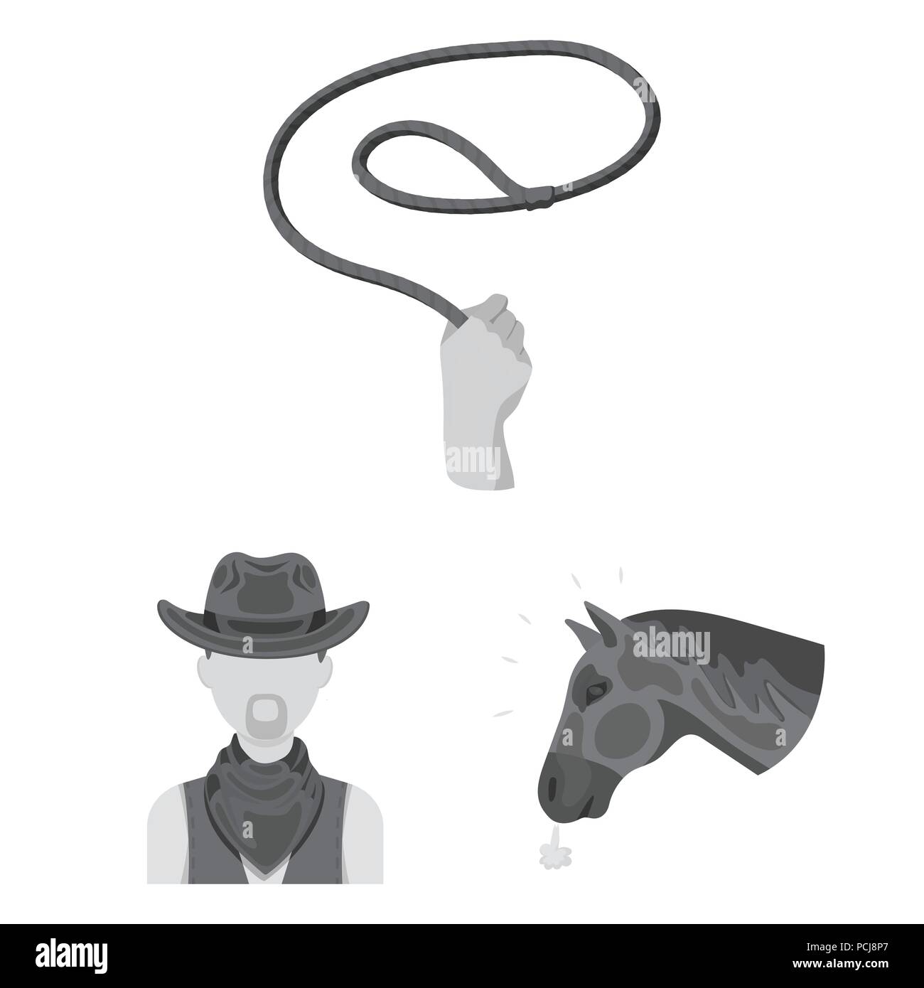 Rodeo, competition monochrome icons in set collection for design ...
