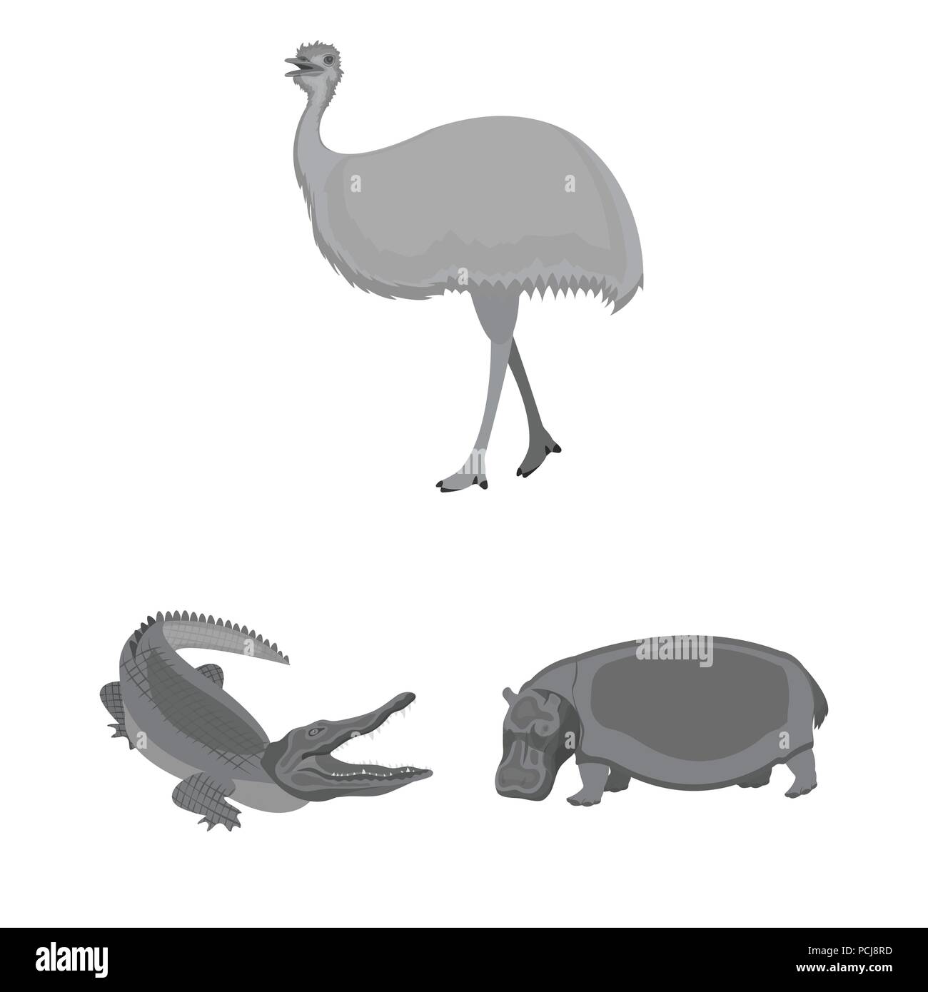 Different animals monochrome icons in set collection for design. Bird ...