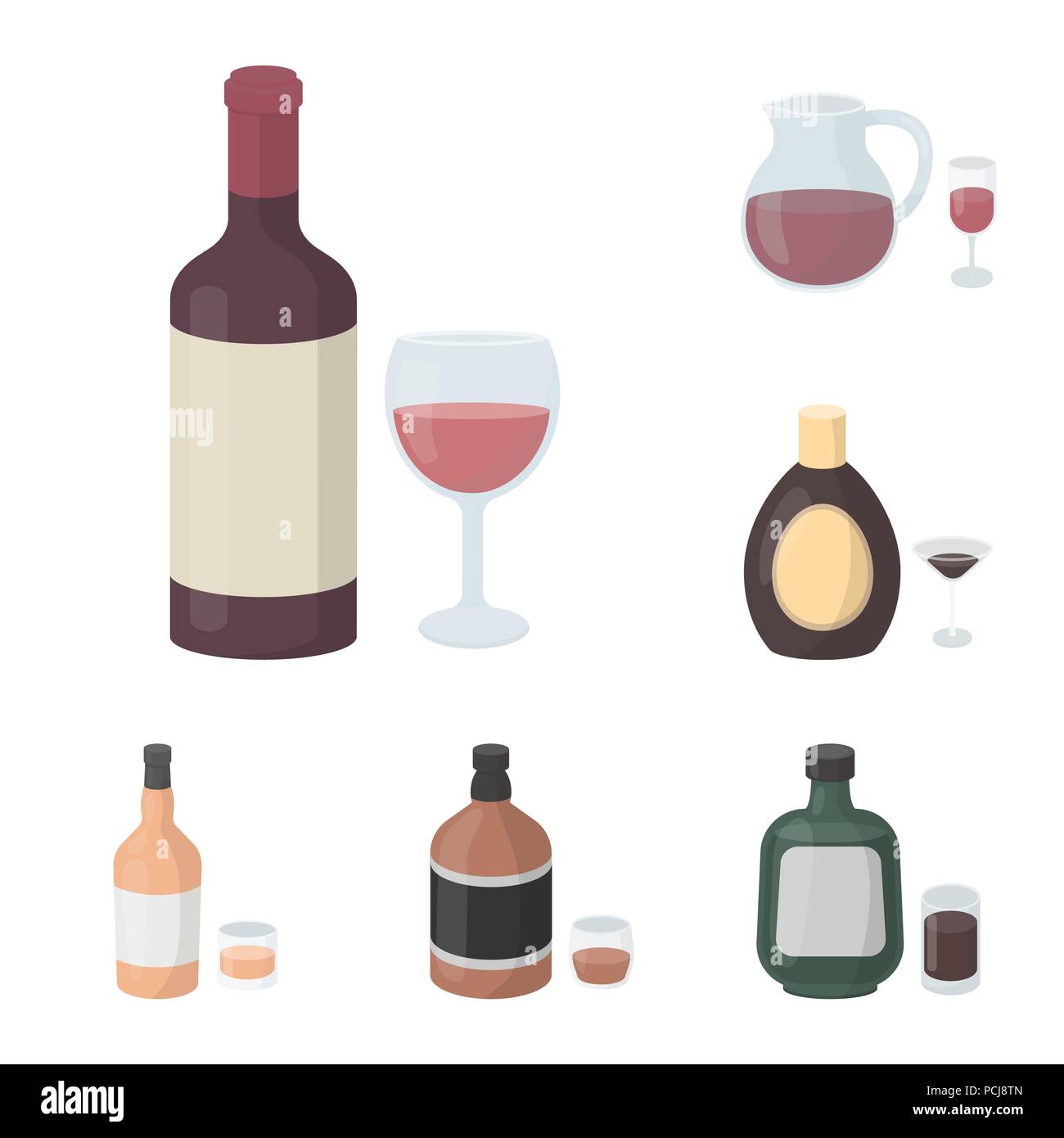 Types of alcohol cartoon icons in set collection for design. Alcohol in ...
