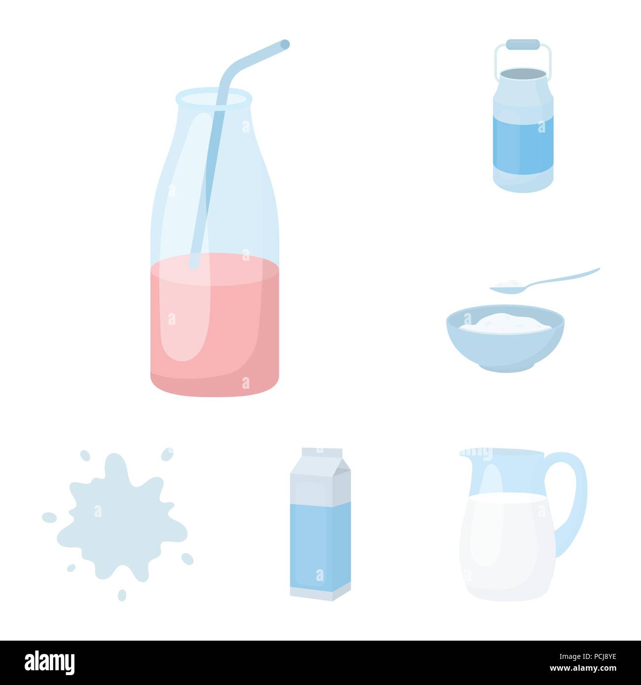Milk product cartoon icons in set collection for design.Milk and food ...