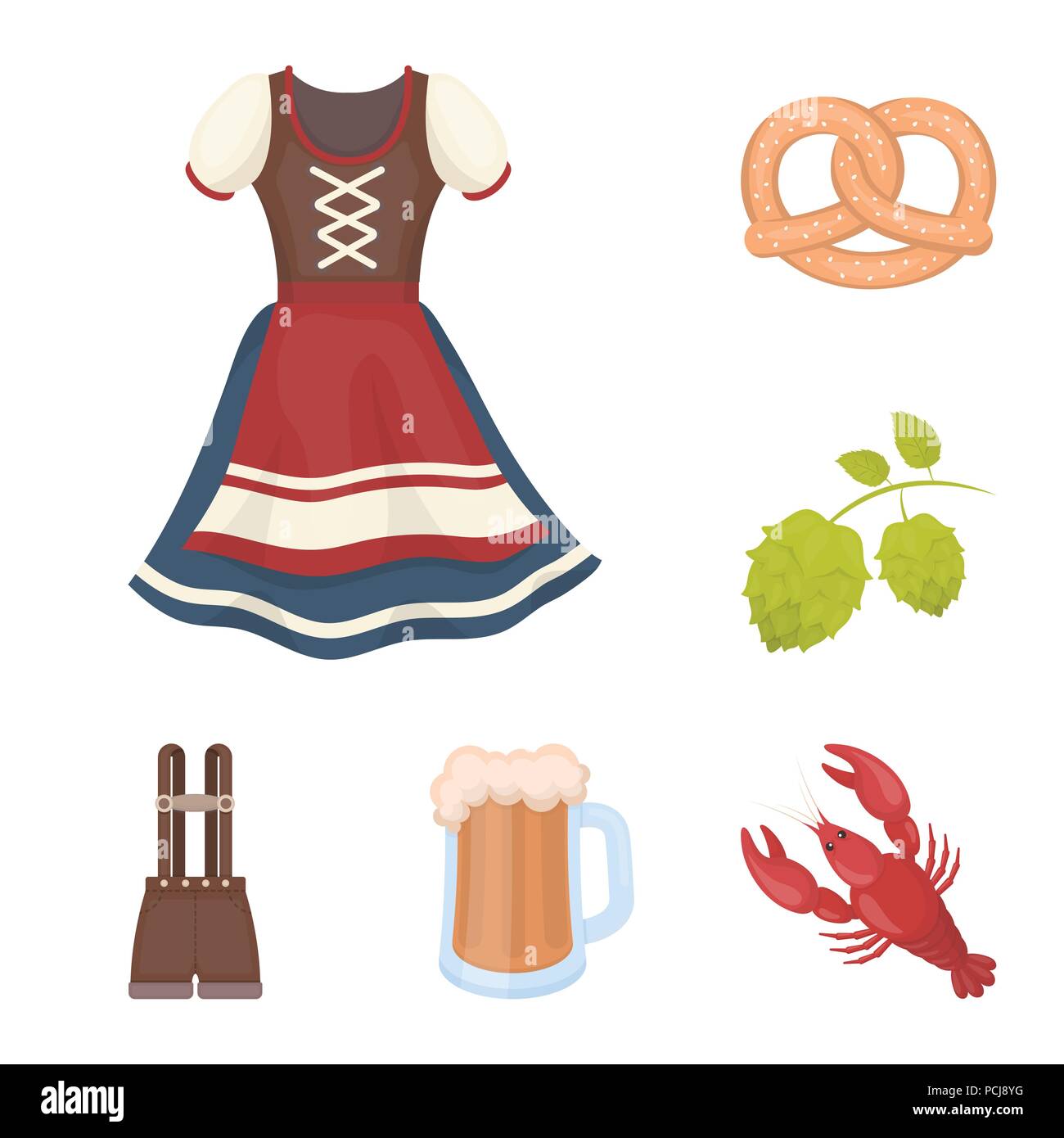 October festival in Munich cartoon icons in set collection for design ...