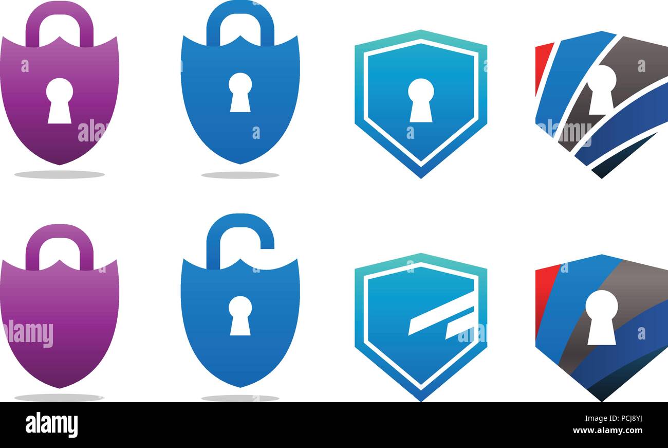 Collection of padlock and shield security template vector Stock Vector ...