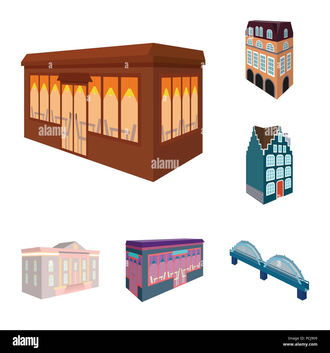 Building and architecture cartoon icons in set collection for design ...