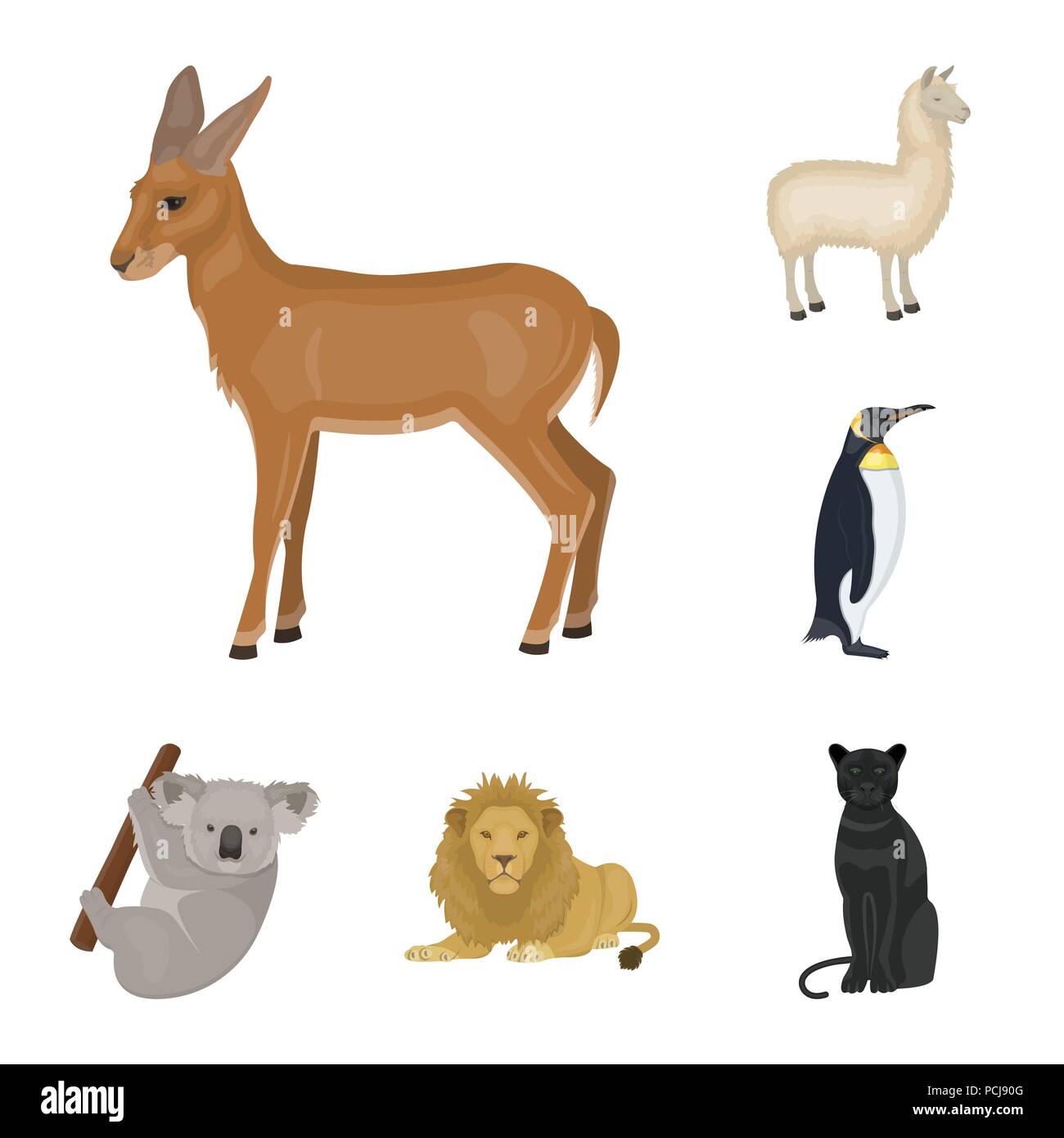 Different animals cartoon icons in set collection for design. Bird ...