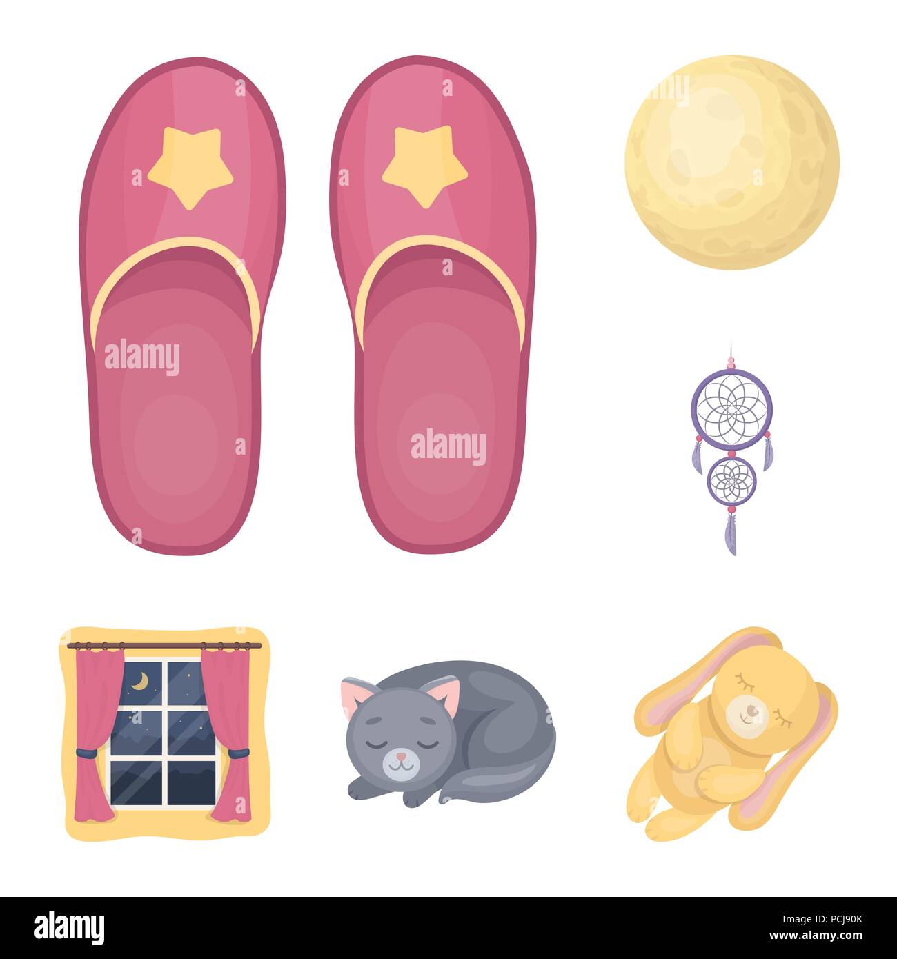 Rest and sleep cartoon icons in set collection for design. Accessories ...