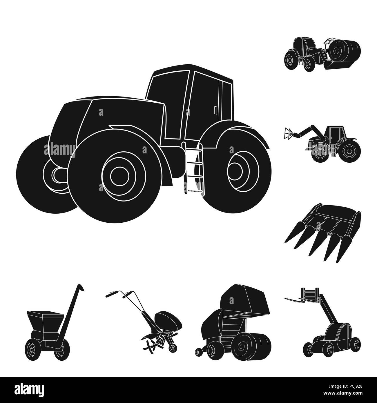 Agricultural machinery black icons in set collection for design ...